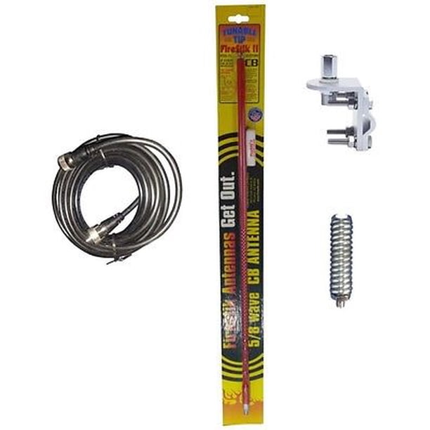 NEW FIRESTIK 2 FS2 R 2FT RED CB ANTENNA, DS 18FT RG58 COAX, MOUNT ...