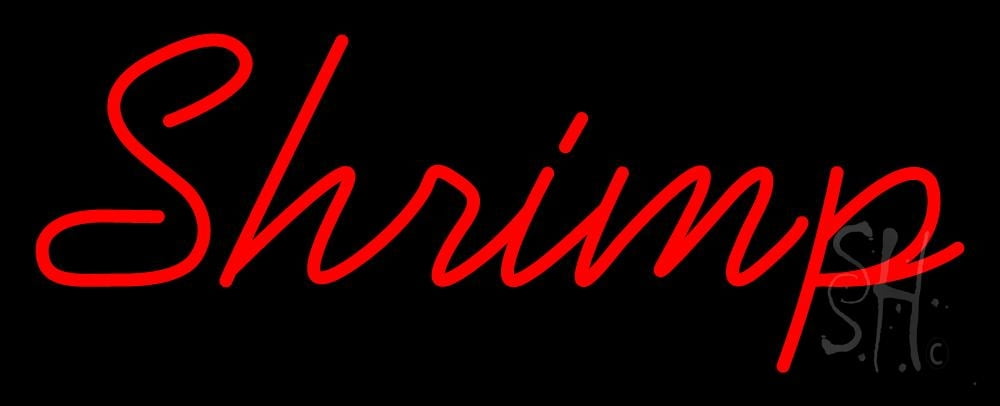 Shrimp Cursive 3 LED Neon Sign 10" Tall x 24" Wide - inches Black ...