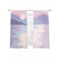 Abstract Mountain Sunset Artwork Sheer Curtains 2 Panels Set Ocean ...