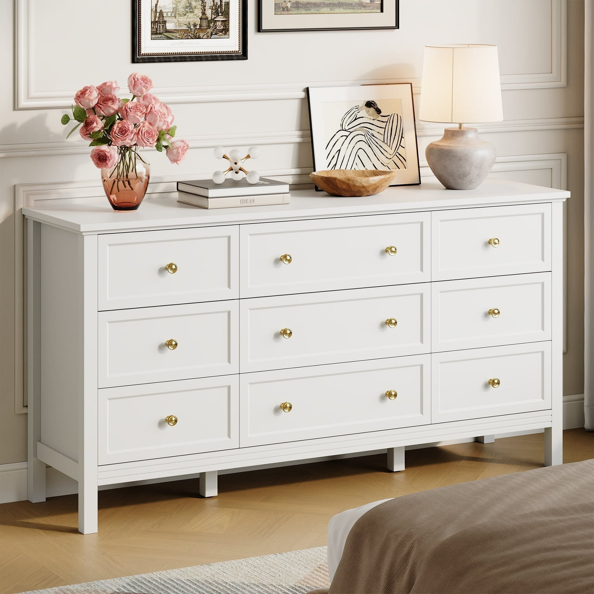 Click here for Youtrend 9 White Large Drawer Dresser  Retro Wood... prices