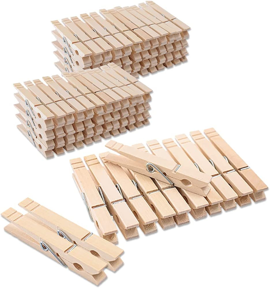 Clothes Pins, Natural Wood, 100 Pack, 3 Inch, Rust Resistant Clothes ...
