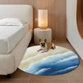 Navy Blue Beige Beach 3.3ft Round Rug for Bedroom Reading Corner ...