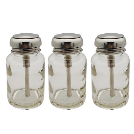 3x Glass Push Down Press Bottle Alcohol Dispenser Vials Container ...