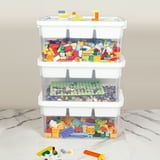 3 Pack Art Craft Storage Box with Baseplate Lid, Removable Tray - 17QT ...