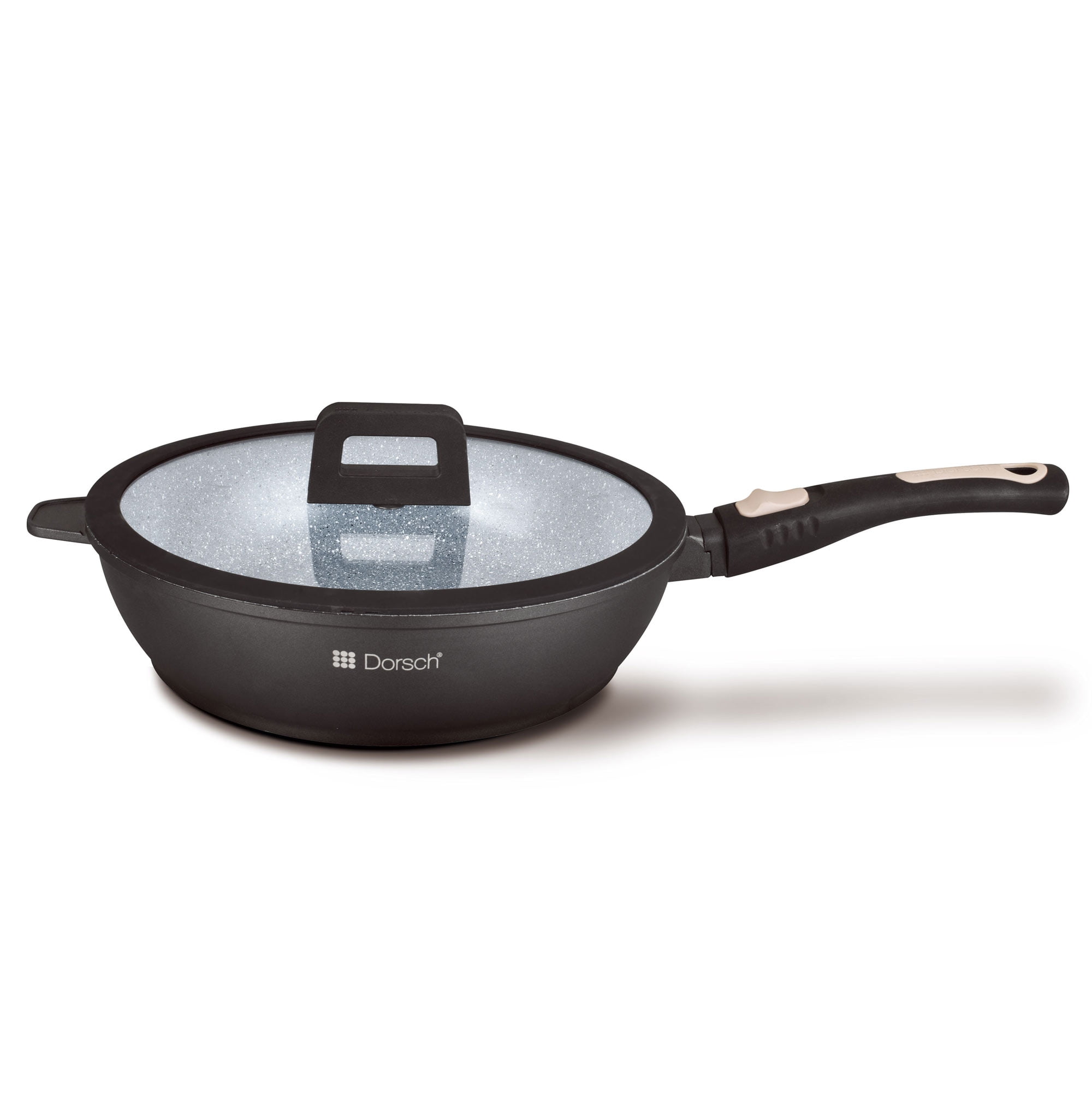 Dorsch Lifetime Deep Fry Pan 28cm with Glass Lid, Ceramic Coating, Die ...