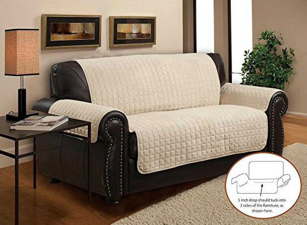 Home Sweet Deluxe Suede Plush Fabric Quilted Furniture Protectors ...