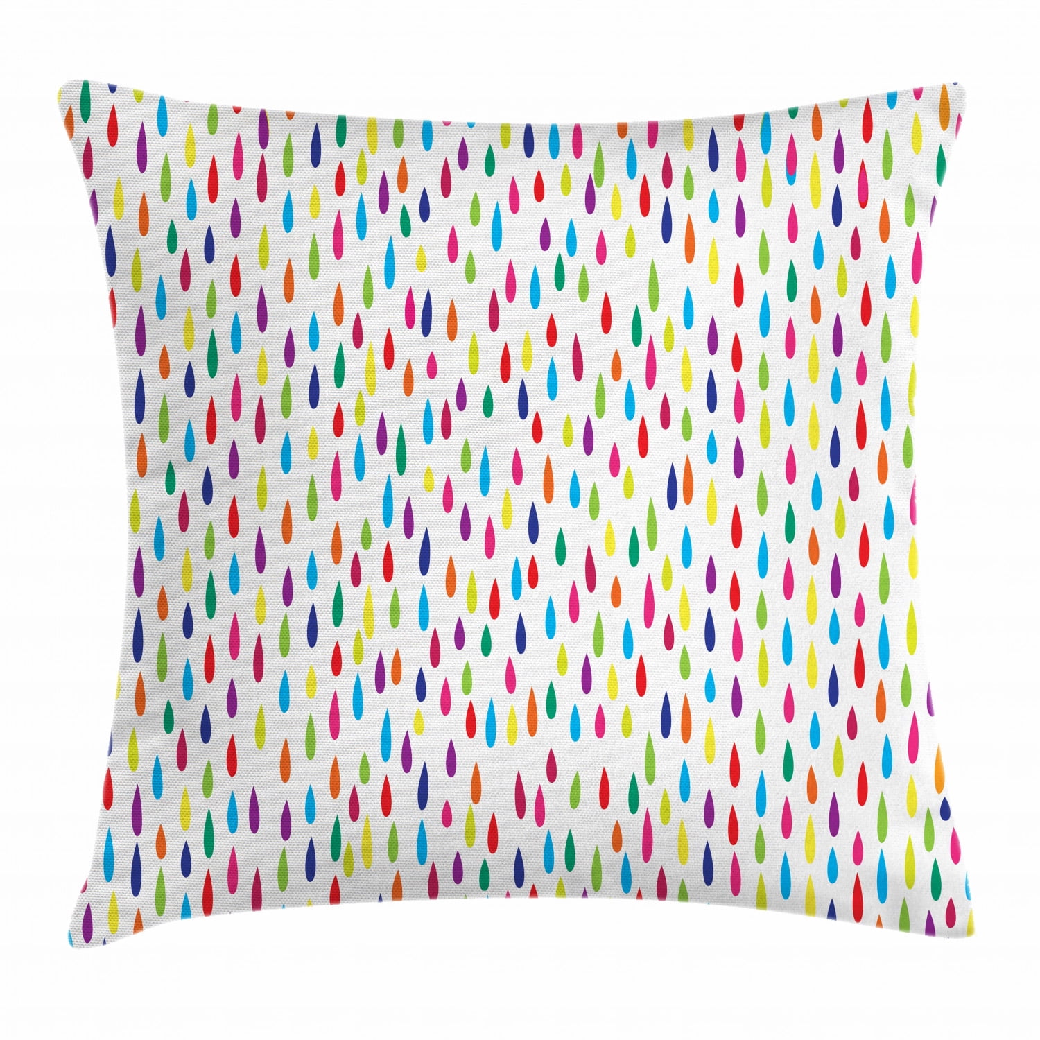 Rain Throw Pillow Cushion Cover, Rainbow Colors of Stylized Raindrop ...