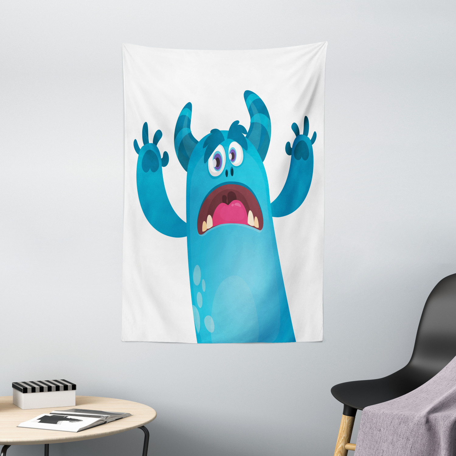 Alien Tapestry, Roaring Monstrous Character on Plain Background, Wall ...