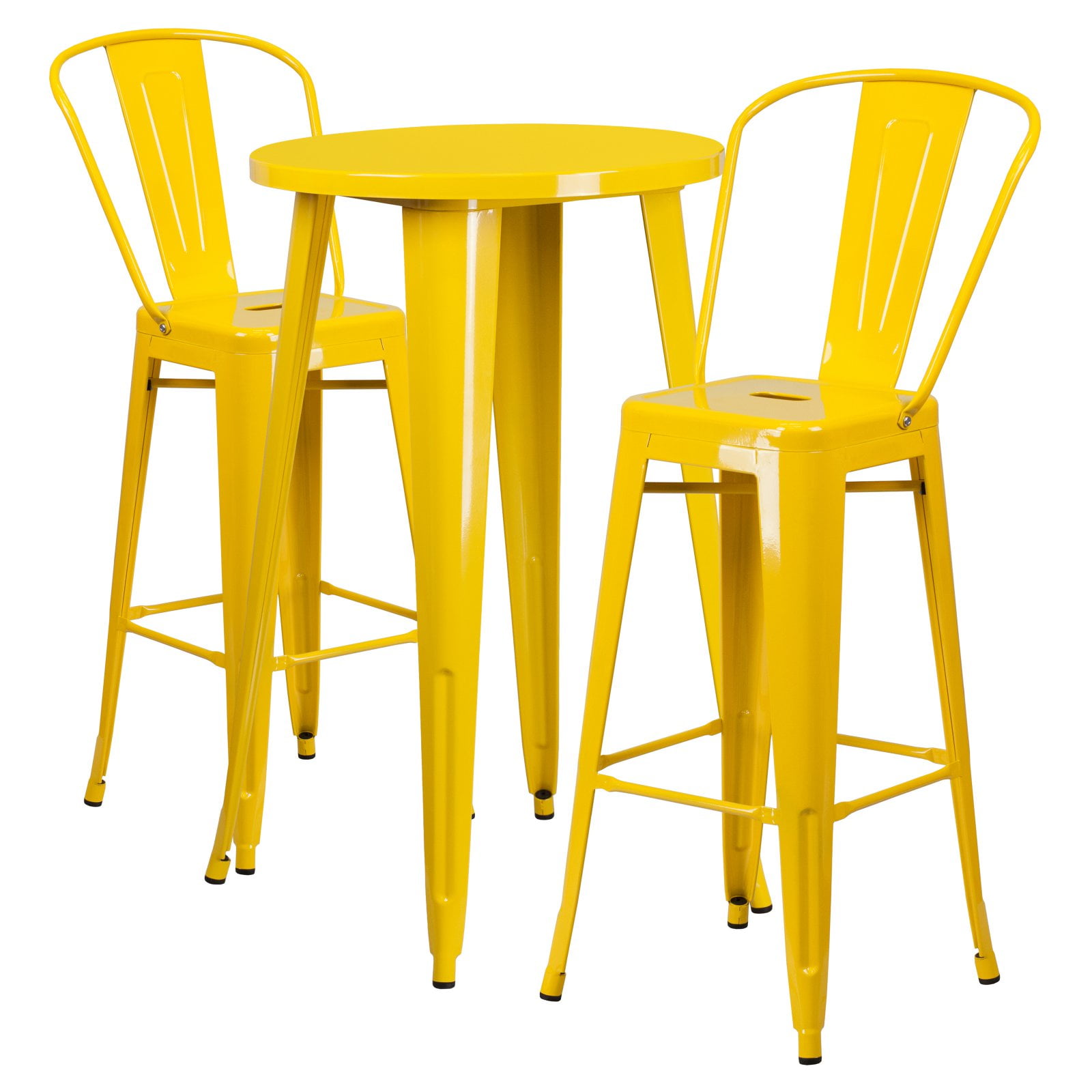 Flash Furniture Nichols Commercial Grade 24" Round Yellow Metal Indoor ...