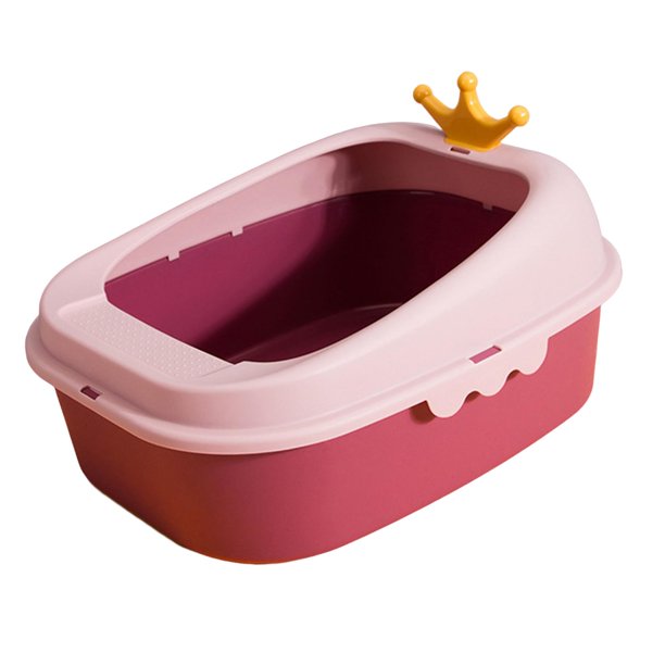 Cat Litter Tray Open Top Pet Litter Tray Cat Sandbox Semi Closed Cat ...