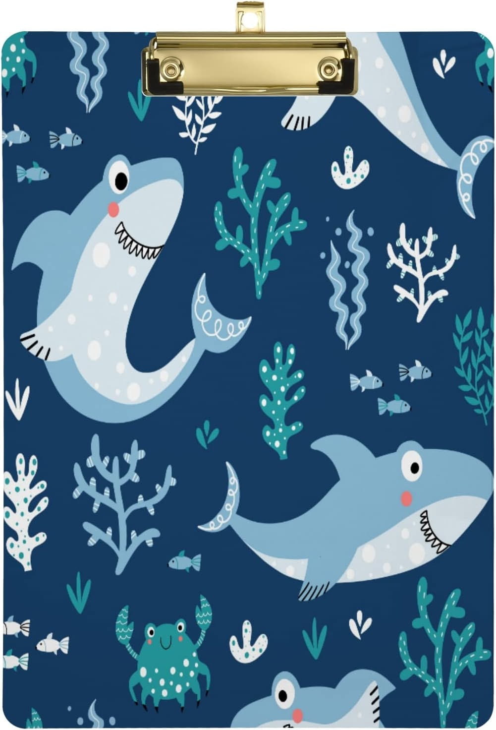 FMSHPON Blue Cartoon Shark Fish Clipboard Hardboard Wood Nursing Clip ...