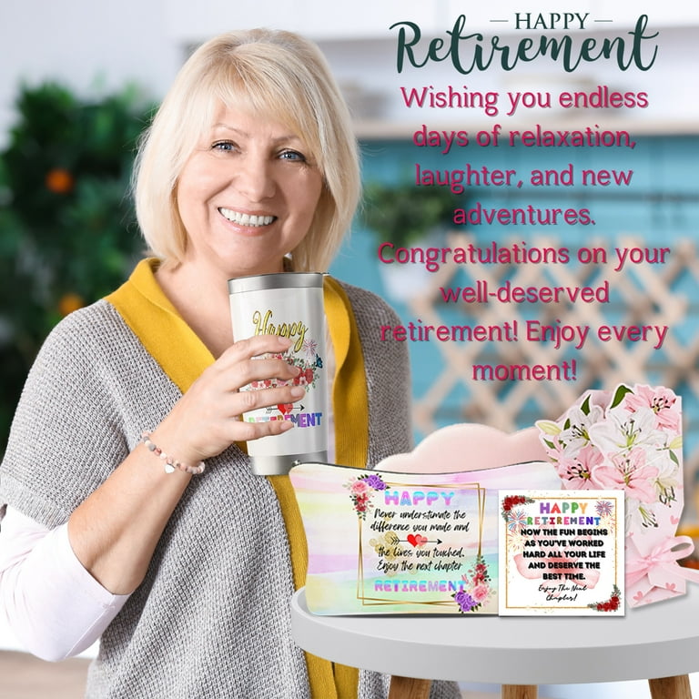 Retirement Gifts for Women Happy Retirement Gifts for Coworker Retired Friends Boss Teachers Nurses Mom Grandma Tumbler Bracelet Bookmark Cosmetic bag Keychain Unique Retirement Ideas Walmart