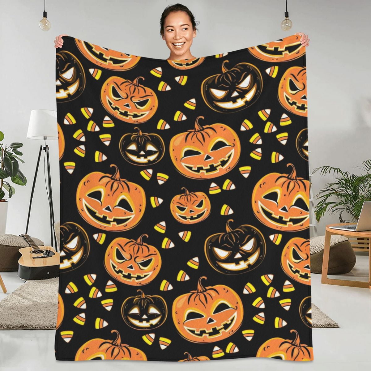 Click here for Zeruo Horror Halloween Flannel Blanket Pumpkin Cat... prices