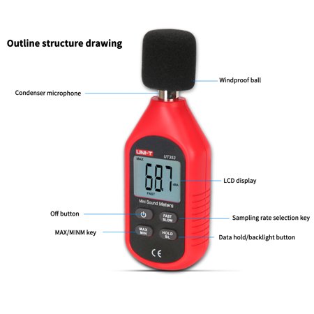 UT353 Mini Noise Meter Sound Level Meter 30-130dB Sound Meter Real-Time ...