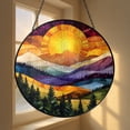 Nature Inspired Mountain Sunset Window Panel – Glass Art Home Decor ...