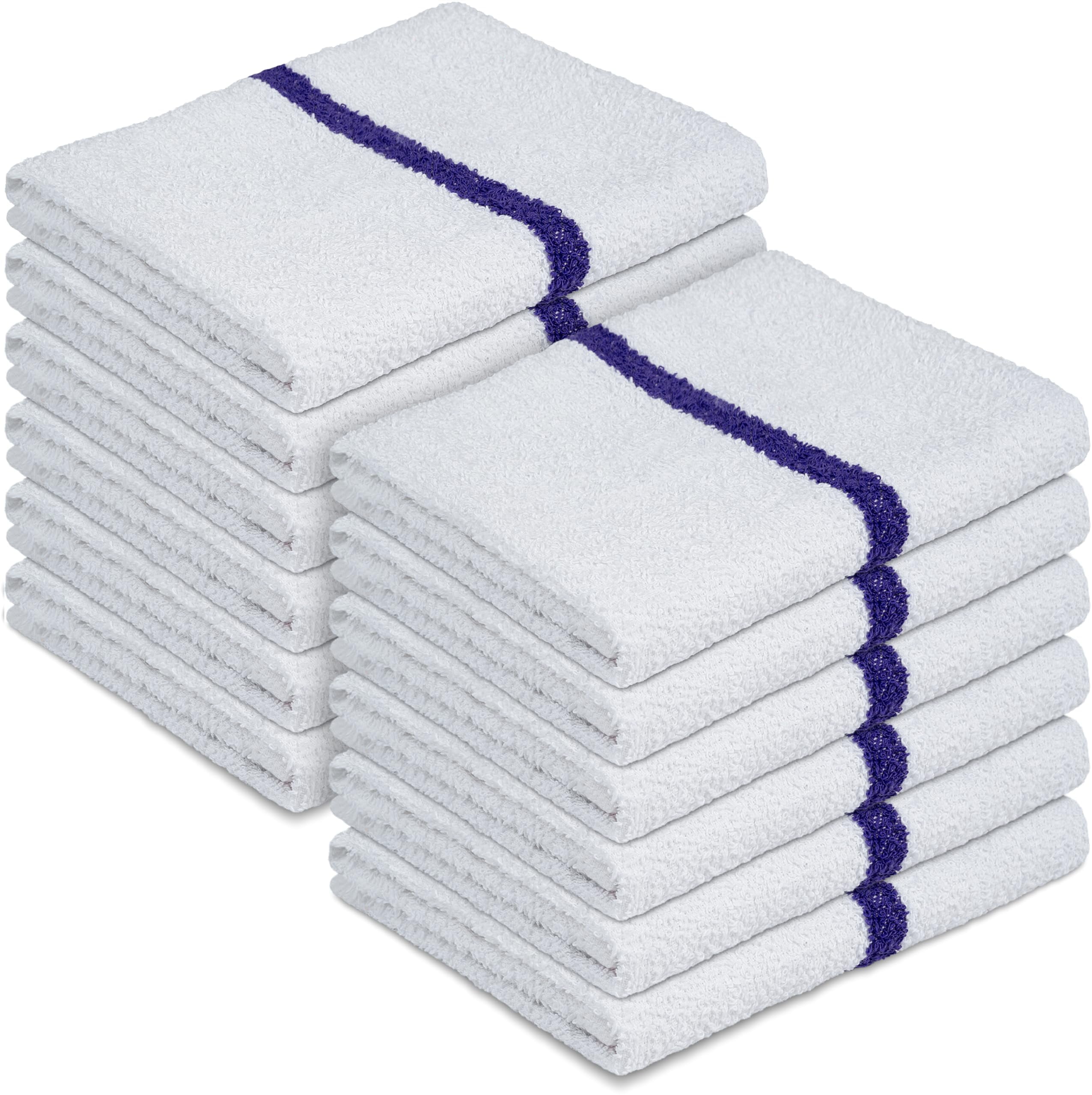 Canadian Linen White Bar Mop Blue Stripe, 12 Pack Soft Absorbent ...