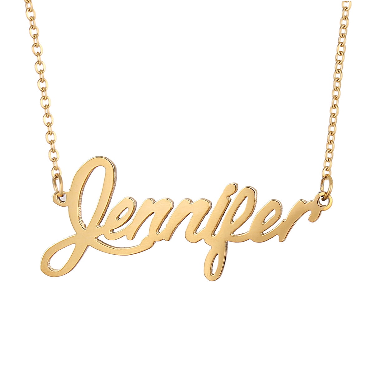 HUAN XUN - 18k Gold Plated Jennifer Name Necklace Monogram Initial ...