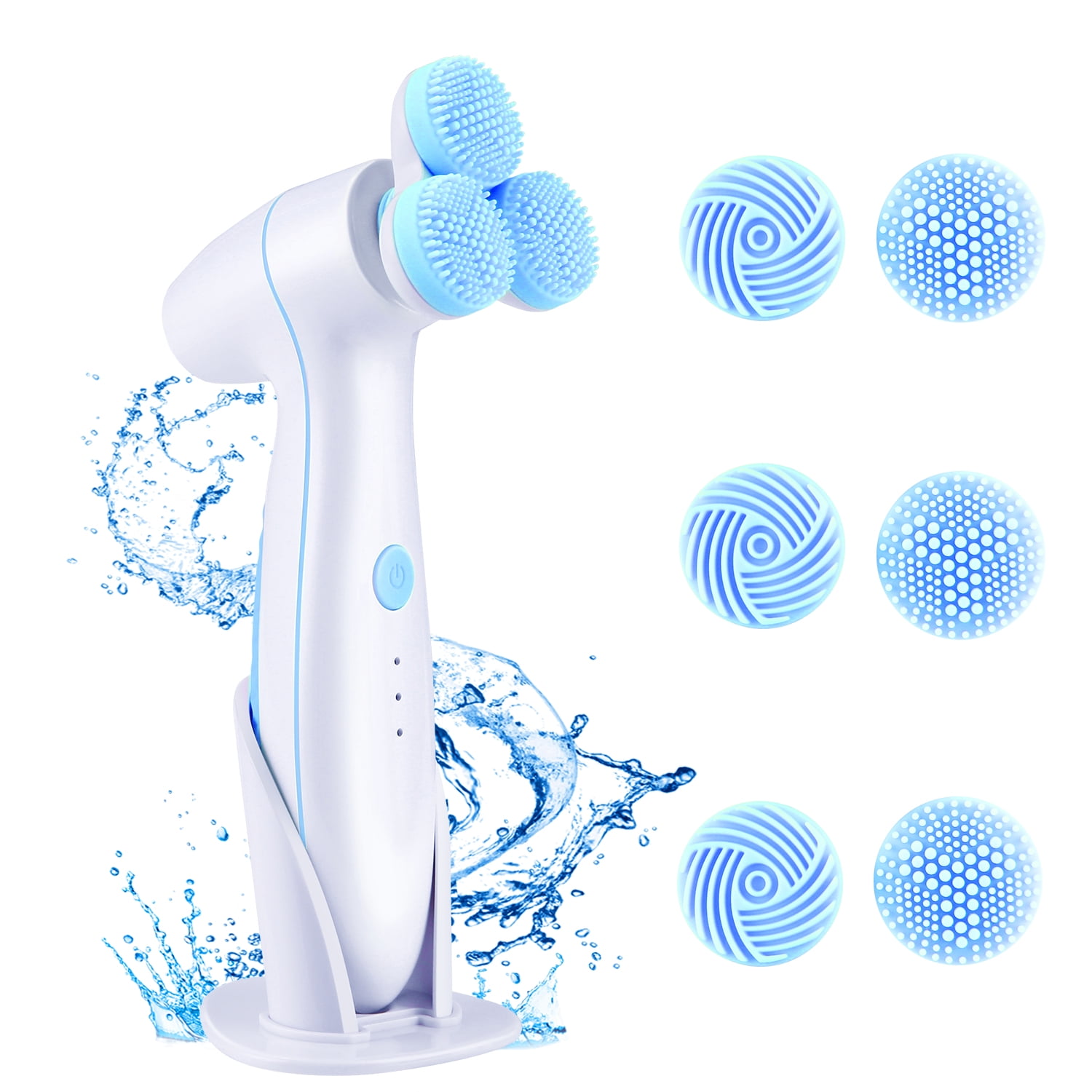 3D Face Massager Silicone Facial Cleansing Brush with 3 Modes Electric ...