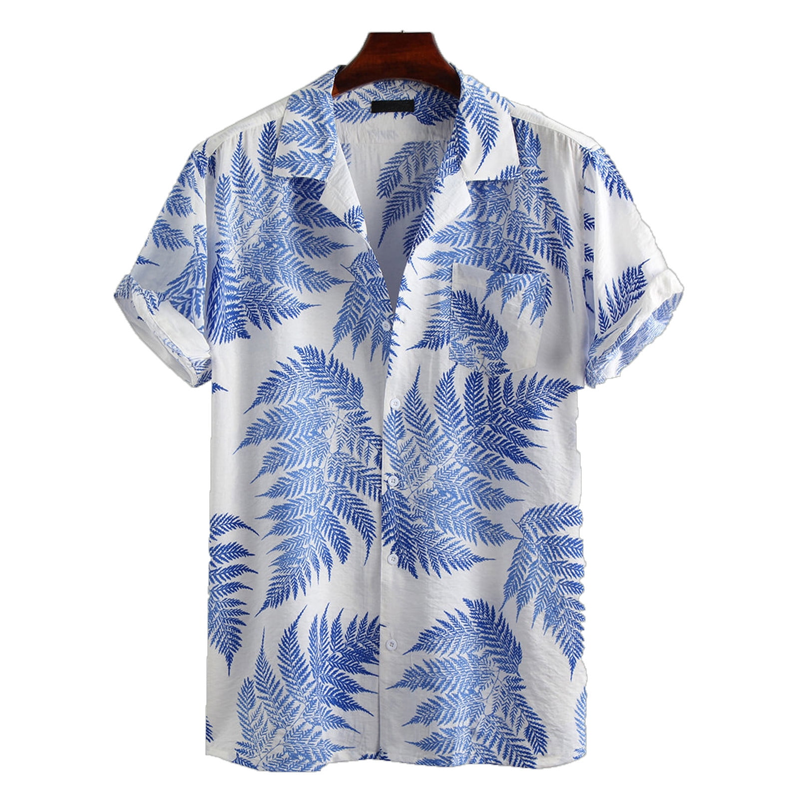Mchoice Men's Short Sleeve Hawaiian Beach Shirts Summer Lapel Vacation ...