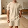 AGKIZG Men's Solid Color Crew Neck Short Sleeve Top and Shorts Casual 2 ...