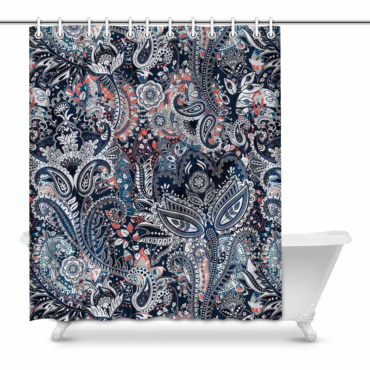 MKHERT Paisley Floral Ornamental Ethnic Black and Silver Waterproof ...