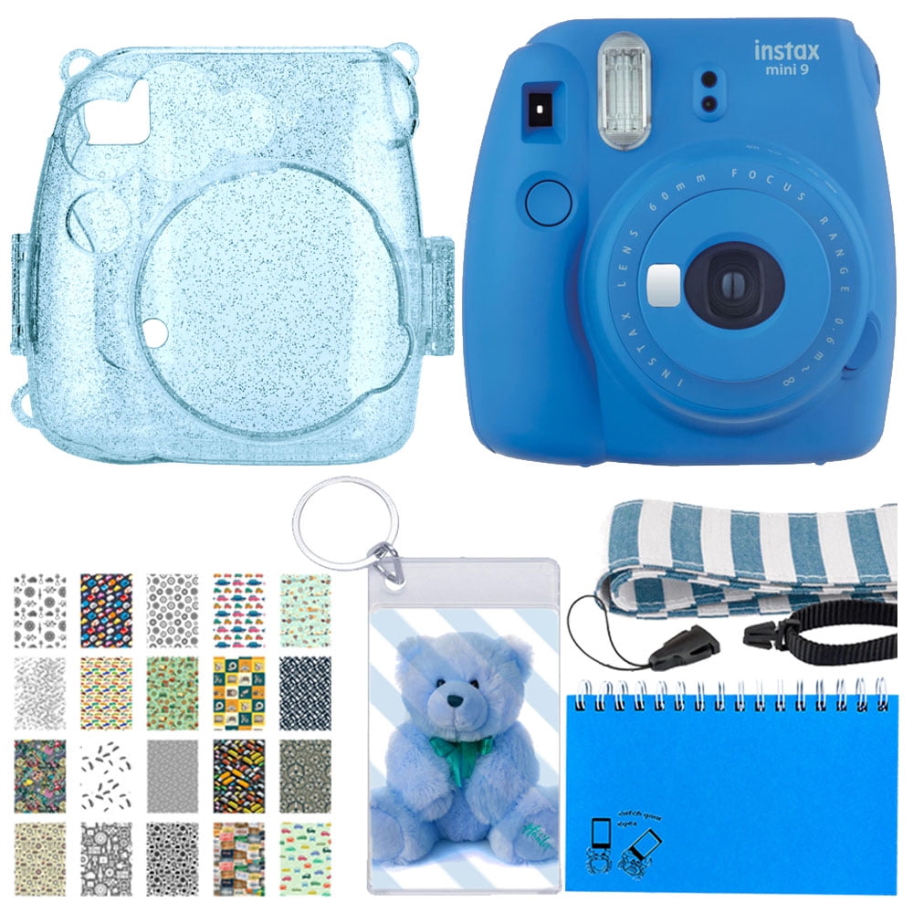 Great Deal! Cobalt Blue Instax Mini 9 Camera + Glitter Case For Mini 8/ ...