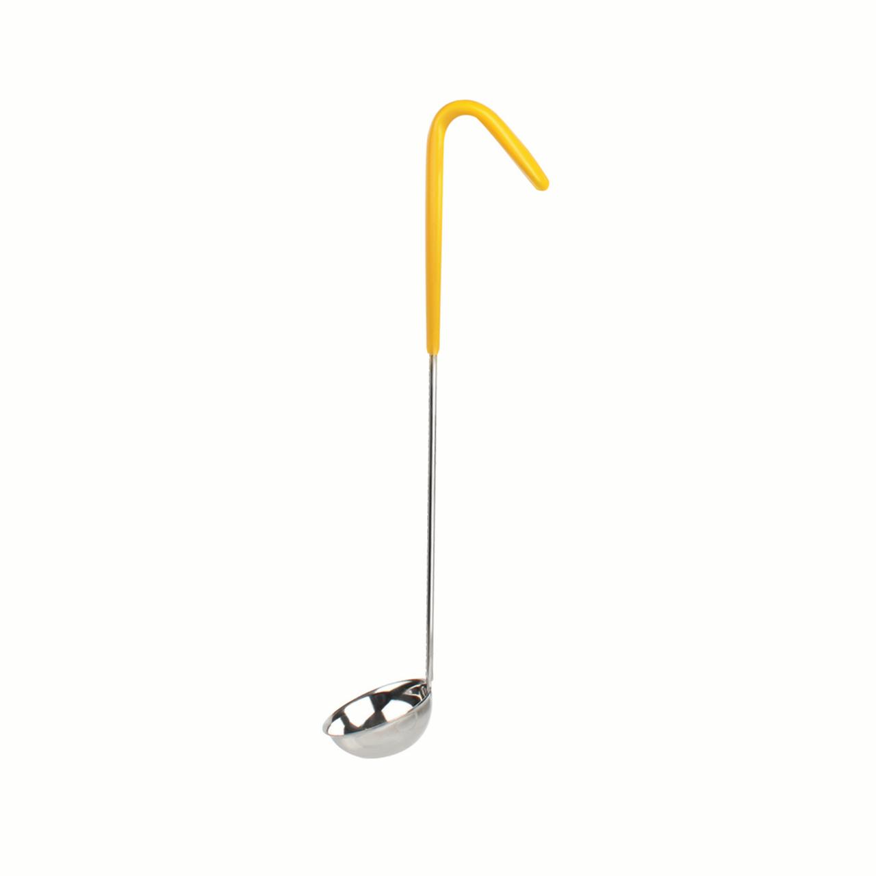 Excellante 1 oz, one piece color coded ladle, yellow handle, stainless ...