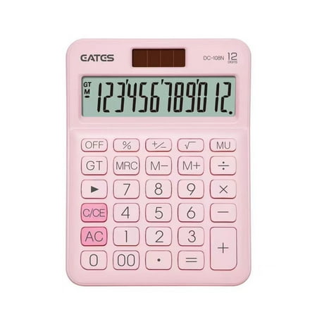 Pink Calculator with A Bright LCD, Dual Power Handheld Desktop ...
