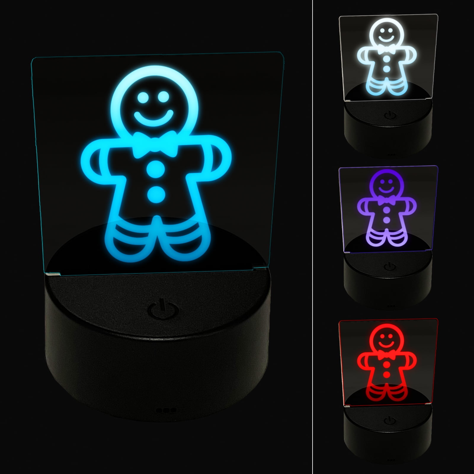 Gingerbread Man Christmas Cookie LED Night Light Sign 3D Illusion Desk ...