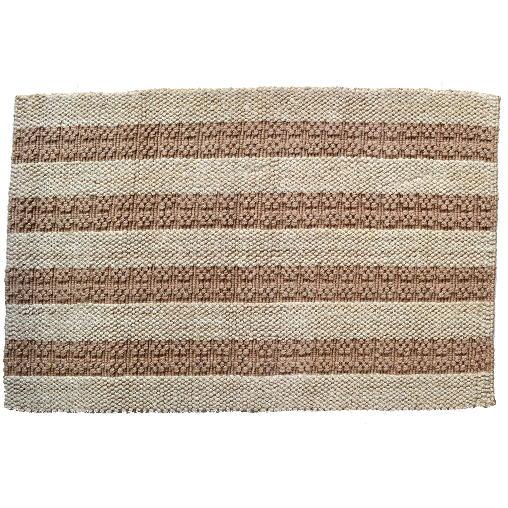 36" Brown and Beige Natural Stripes Design Rectangular Hand Woven Rug ...