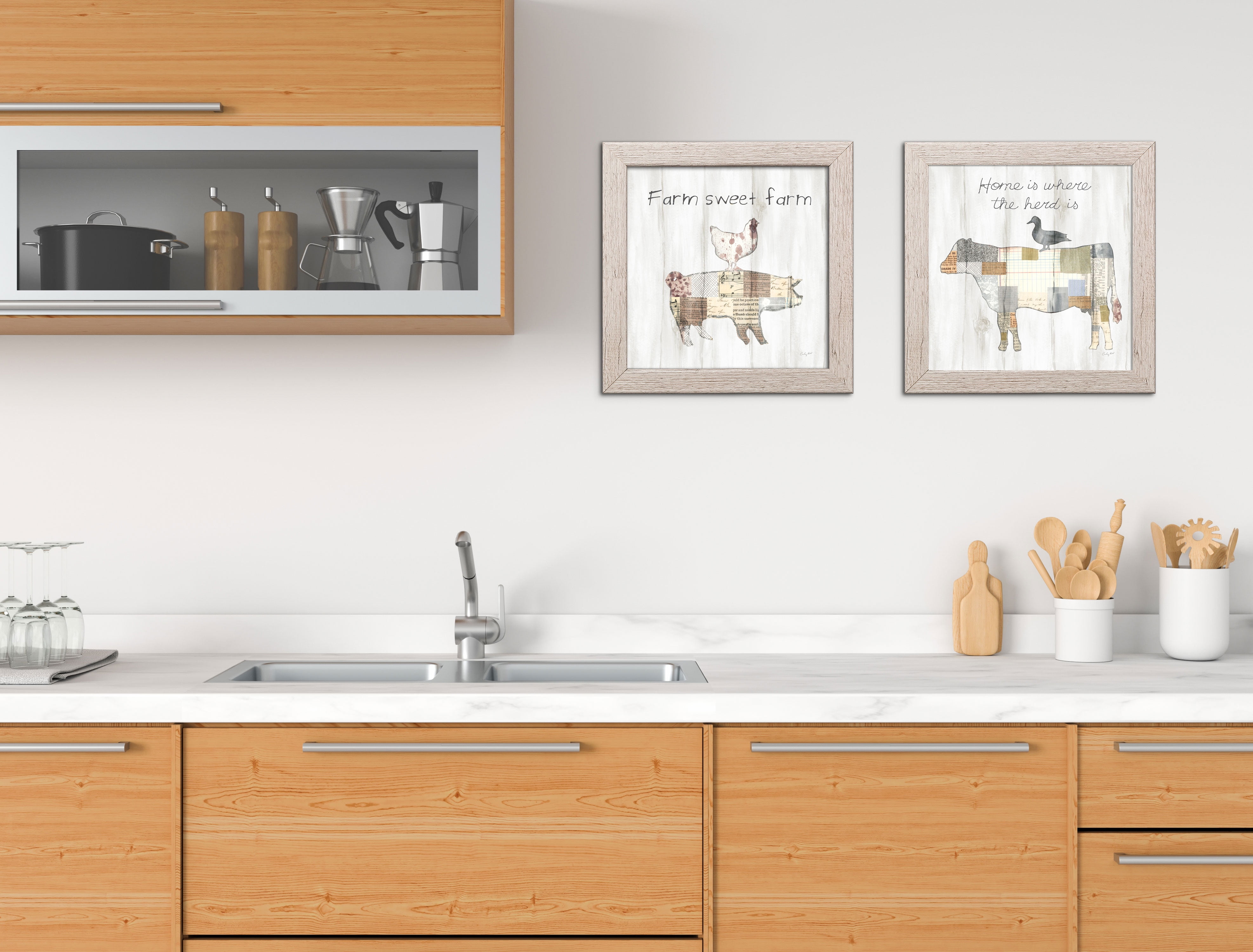 Gango Home Decor Country-Rustic Farm Family VI & VII; Two 12x12in Art ...