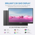 16inch 2K Portable Monitor 16:10 IPS Screen with type-c mini hdmi ...