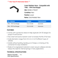 Lower Radiator Hose - Compatible with 1986 - 1994 Ford Ranger 1987 1988 ...