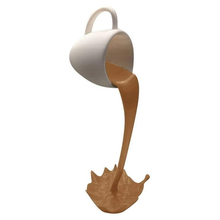 Suspended Floating Coffee Cup Sculpture Pouring Mug Home Decor (Brown ...