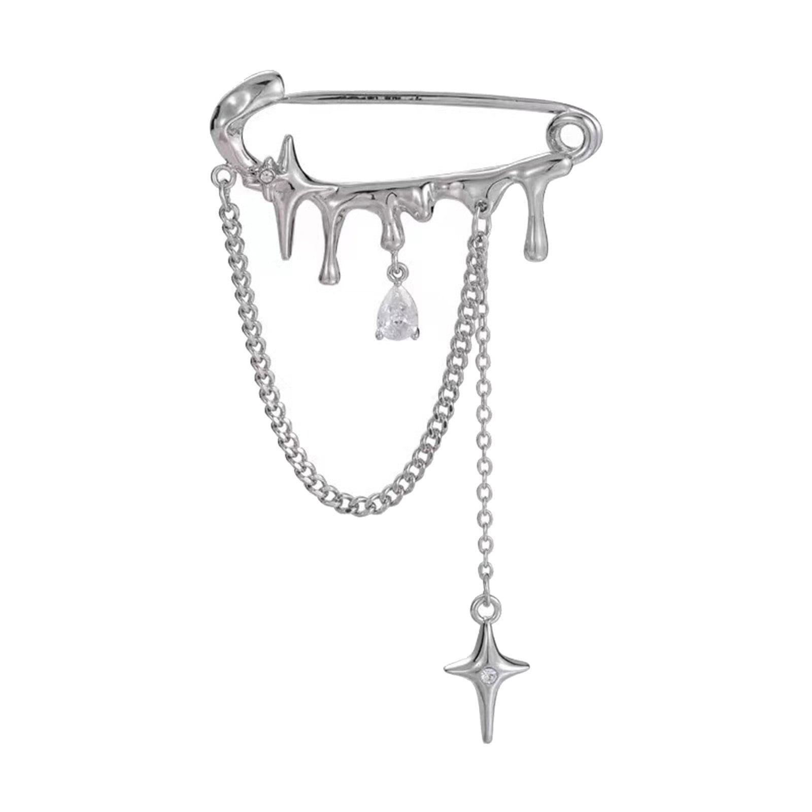 Metallic Sense Liquid Tassel Brooch Female Cold Wind Star Aang Paper ...