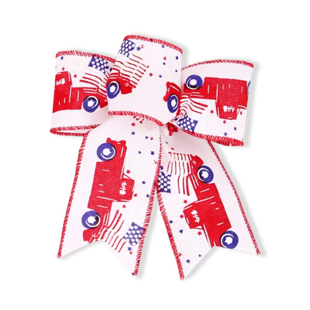 [Left wind] Patriotic Bow Wreath, 4th of July Red White Blue American ...