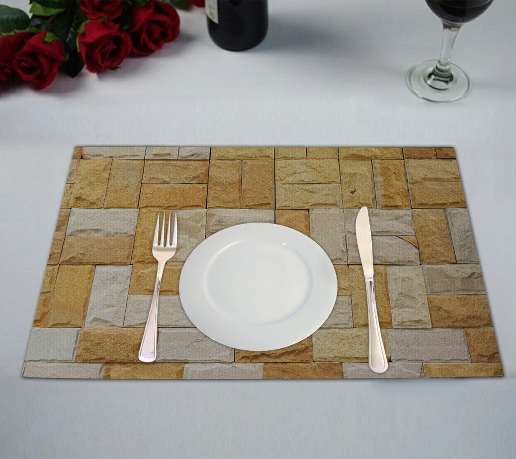 ECZJNT Texture Of Stone Placemat Table Mat Cup Mat 12x18 inch,Set of 2 ...