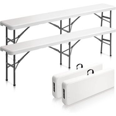 Laijoy Folding Picnic Bench Set, 55" Long Rectangular Wooden Dining ...