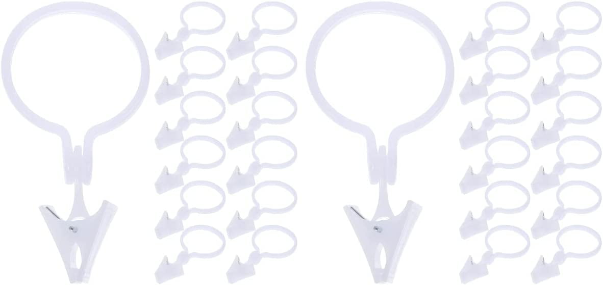 160 Pcs Curtain Rings with Clips Curtain Hangers Clips Movable Curtain ...