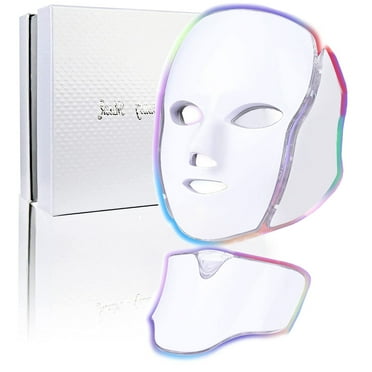 SUWU Blue Red Light Therapy Mask for Face with 7 LED Colors, Collagen ...