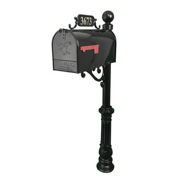 Mailbox System with Post – Black Rust Resistant Mailbox – Powder Coated ...