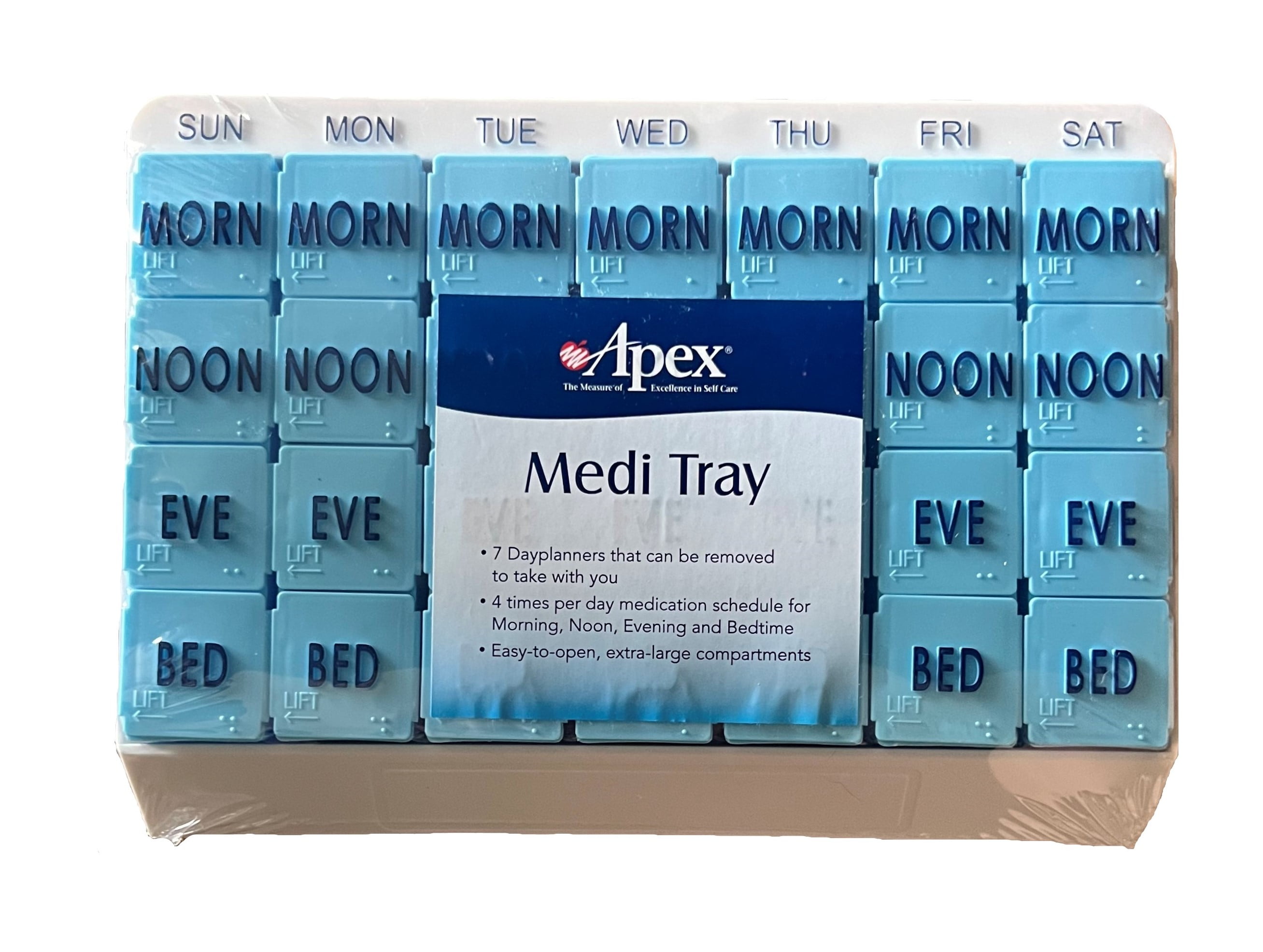 Apex Medical Medi Tray Pill Organizer 9-5/16 W x 6-3/4 H x 1-1/8D-1 ...