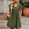 Cmfcve Womens Summer Dresses 2026 Ruffle Sleeve V Neck Loose Swing ...