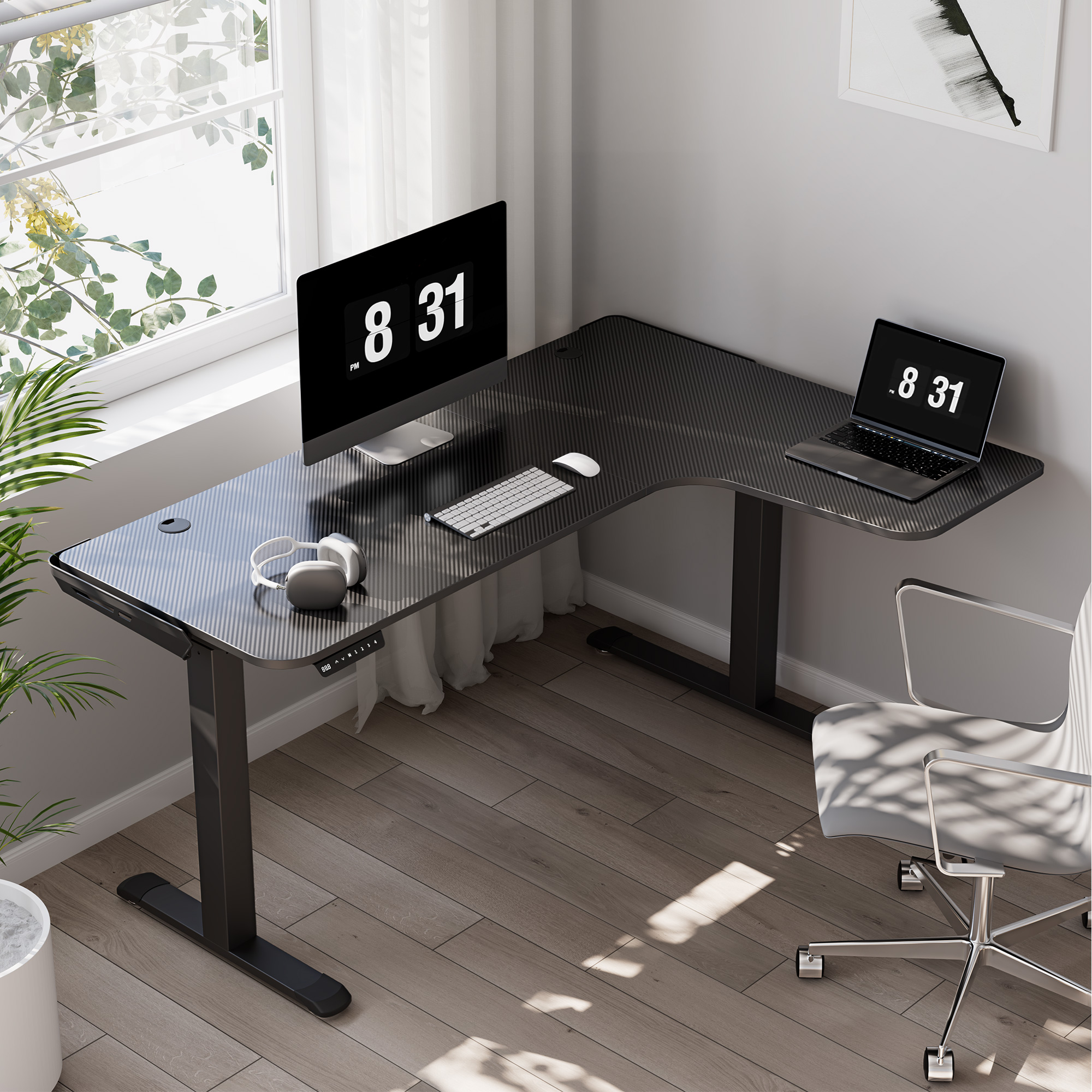 Eureka Ergonomic 60 L Shaped Electric Height Adjustable Standing Desk