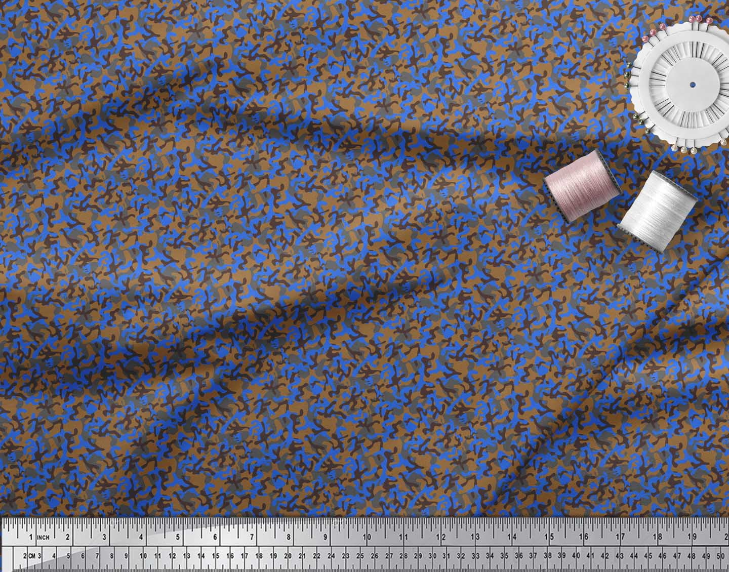 Soimoi Crepe Silk Fabric Two Tone With Grey Camouflage Printed Fabric 1 ...