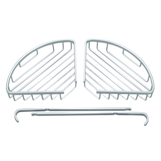 Double Tiers Triangle Shower Basket Bathroom Corner Shelf Aluminum ...