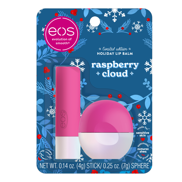 eos Limited Edition Holiday Lip Balm, Raspberry Cloud, All-Day Moisture ...