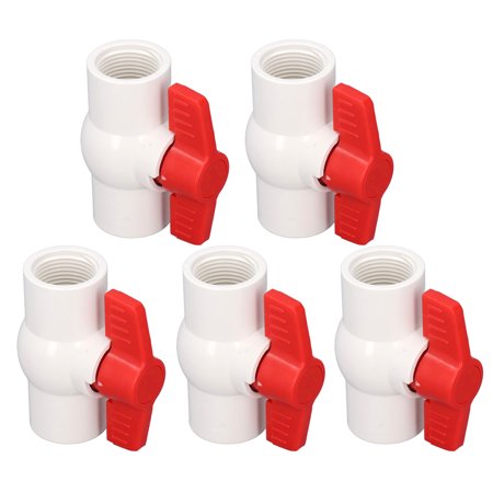 5 Pcs PVC Ball Valve Flat T Handle Water Supply Ball Valve Switch Mini ...