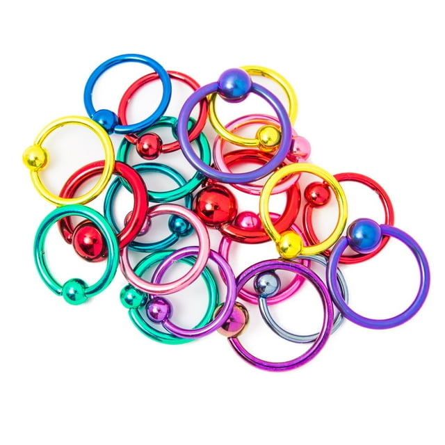 10 Micro Captive Bead Rings - Anodized Titanium 14ga/16ga - Lip, Ear ...