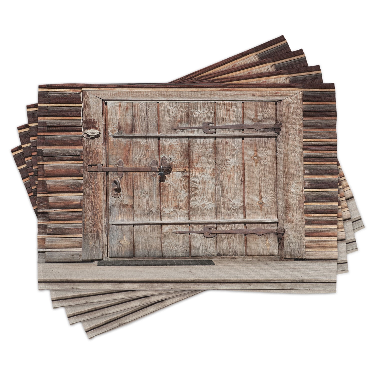 Rustic Placemats Set of 4 Timber Rustic Door in Wall of An Old Log ...